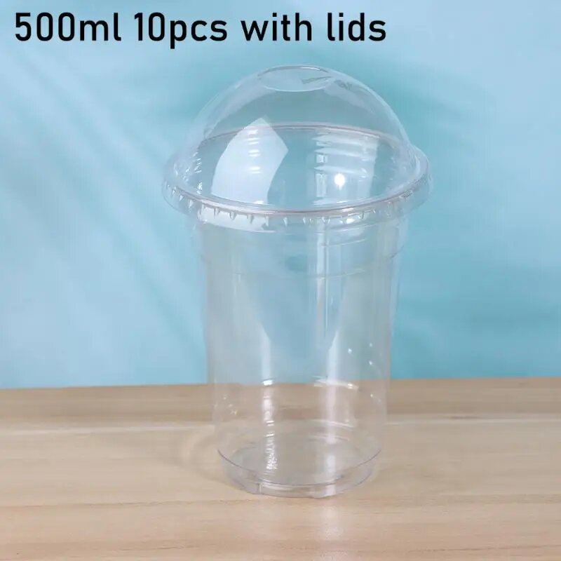 Одноразовые прозрачные пластиковые стаканы (10 шт) 500ML