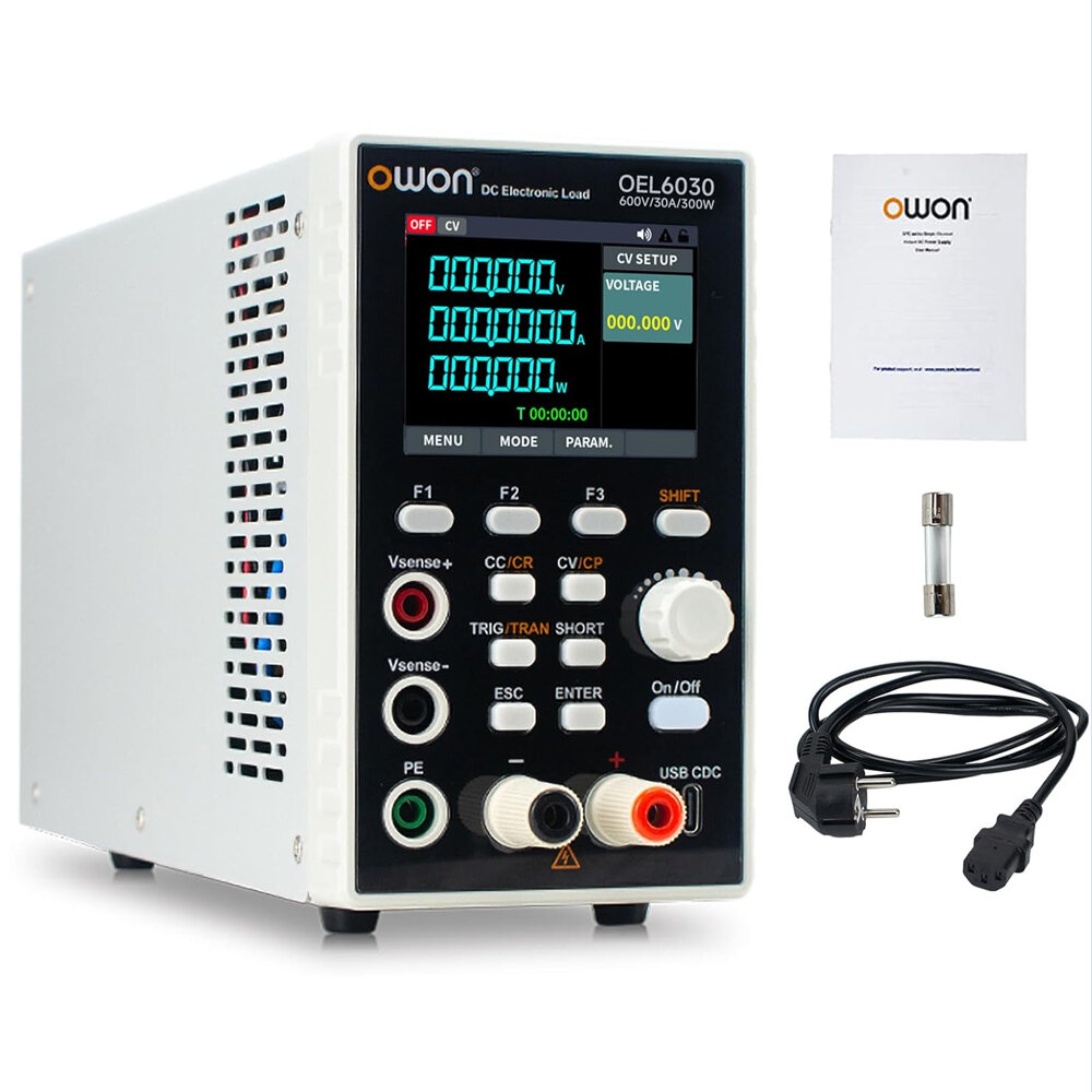 Лабораторная электронная нагрузка OWON OEL6030, 600В 30А 300Вт, 5 кГц, 4 режима, дисплей 2,8"