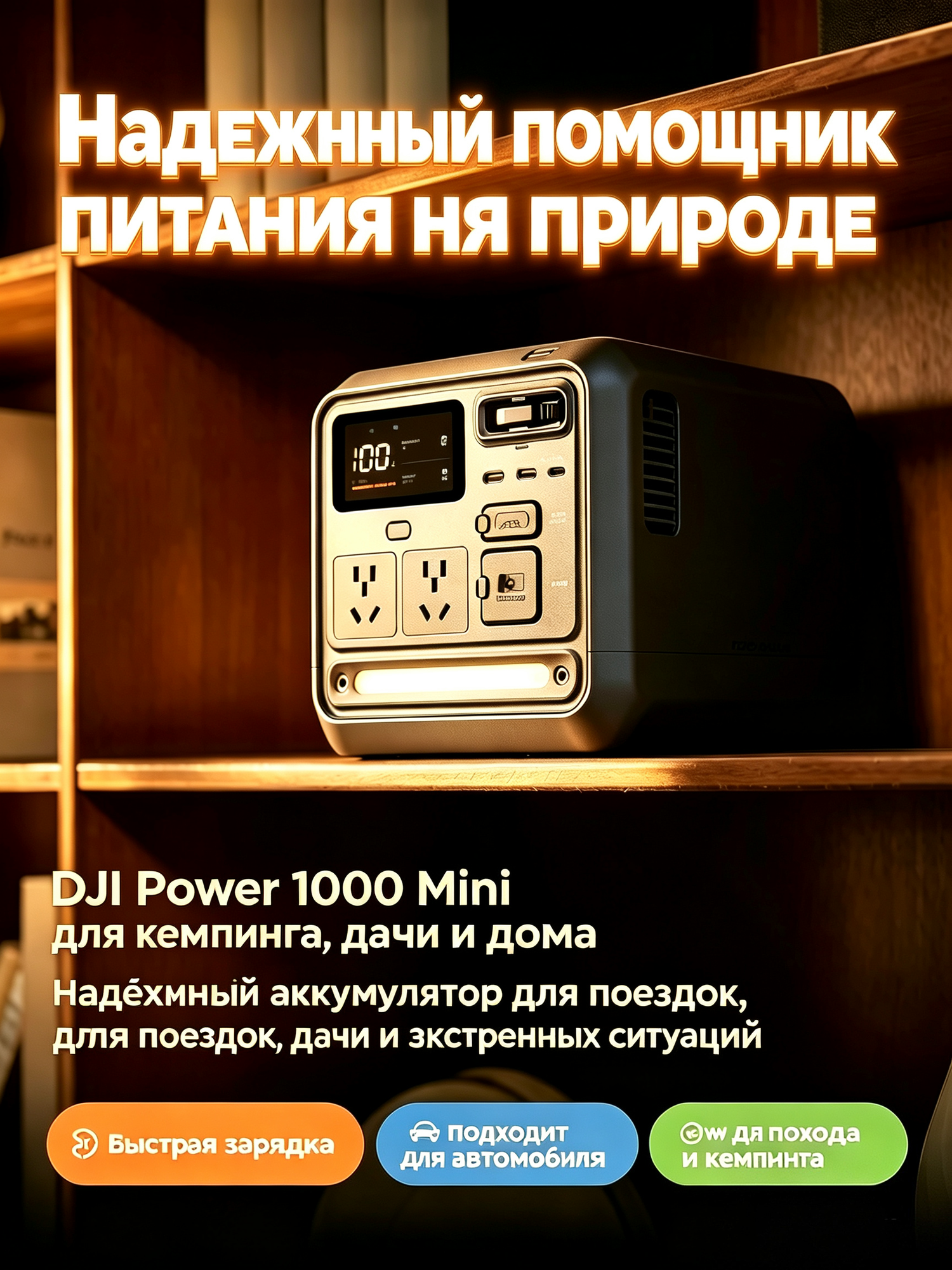 Портативная электростанция dji Power 1000 Mini для кемпинга и активного отдыха, Набор прикуривателей для сигарет