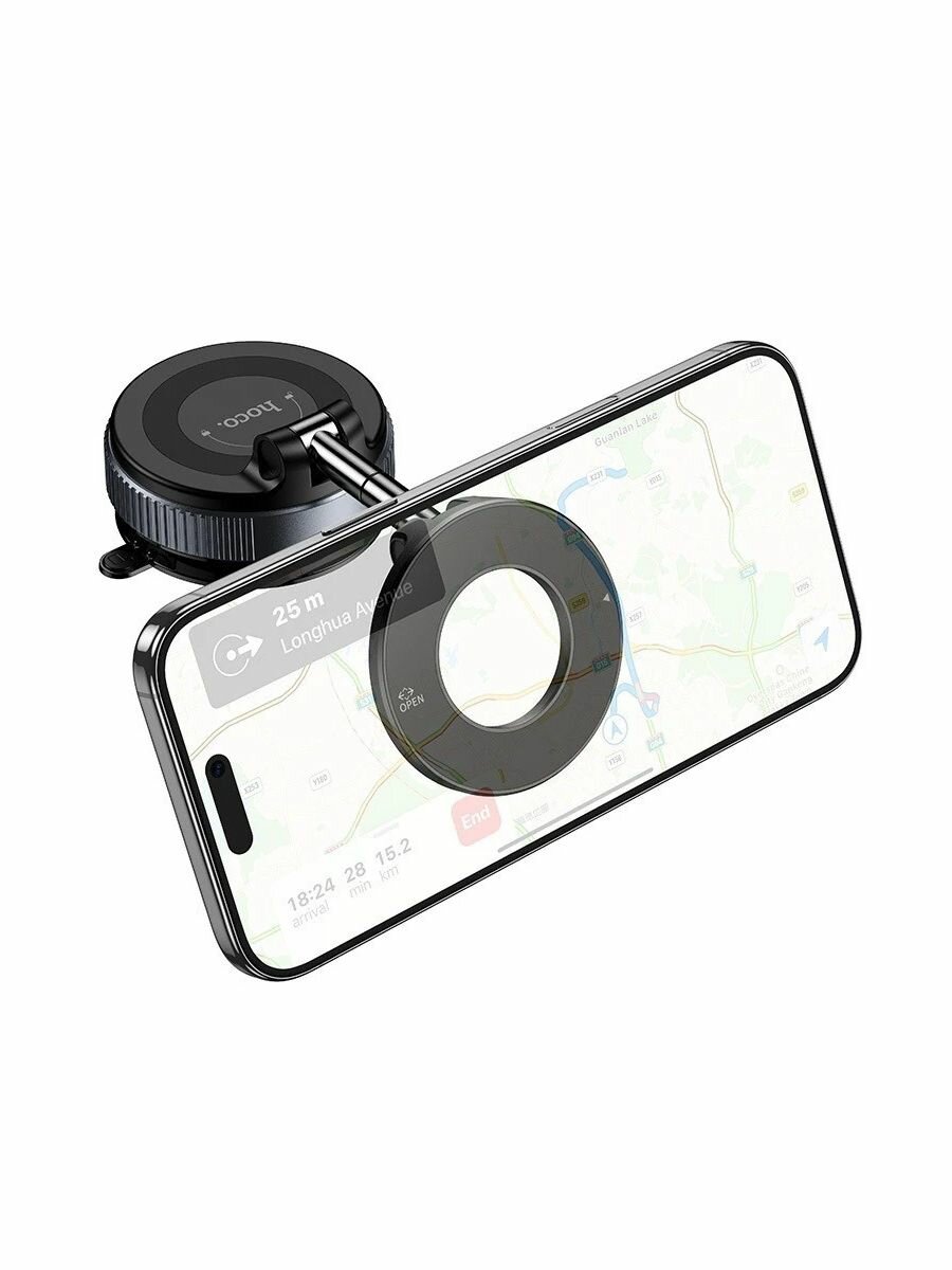 Магнитный автомобильный держатель на вакуумной присоске HOCO DCA83 (MagSafe, цинковый сплав, вращение 360)