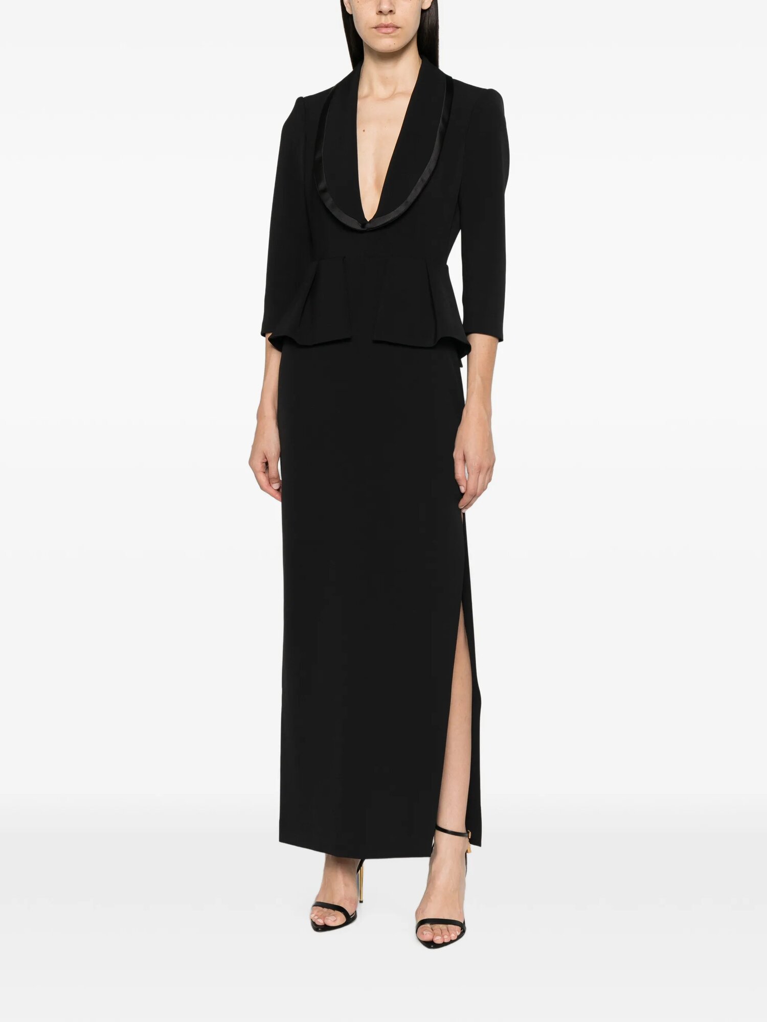 Платье Peplum-waist shawl-lapel dress