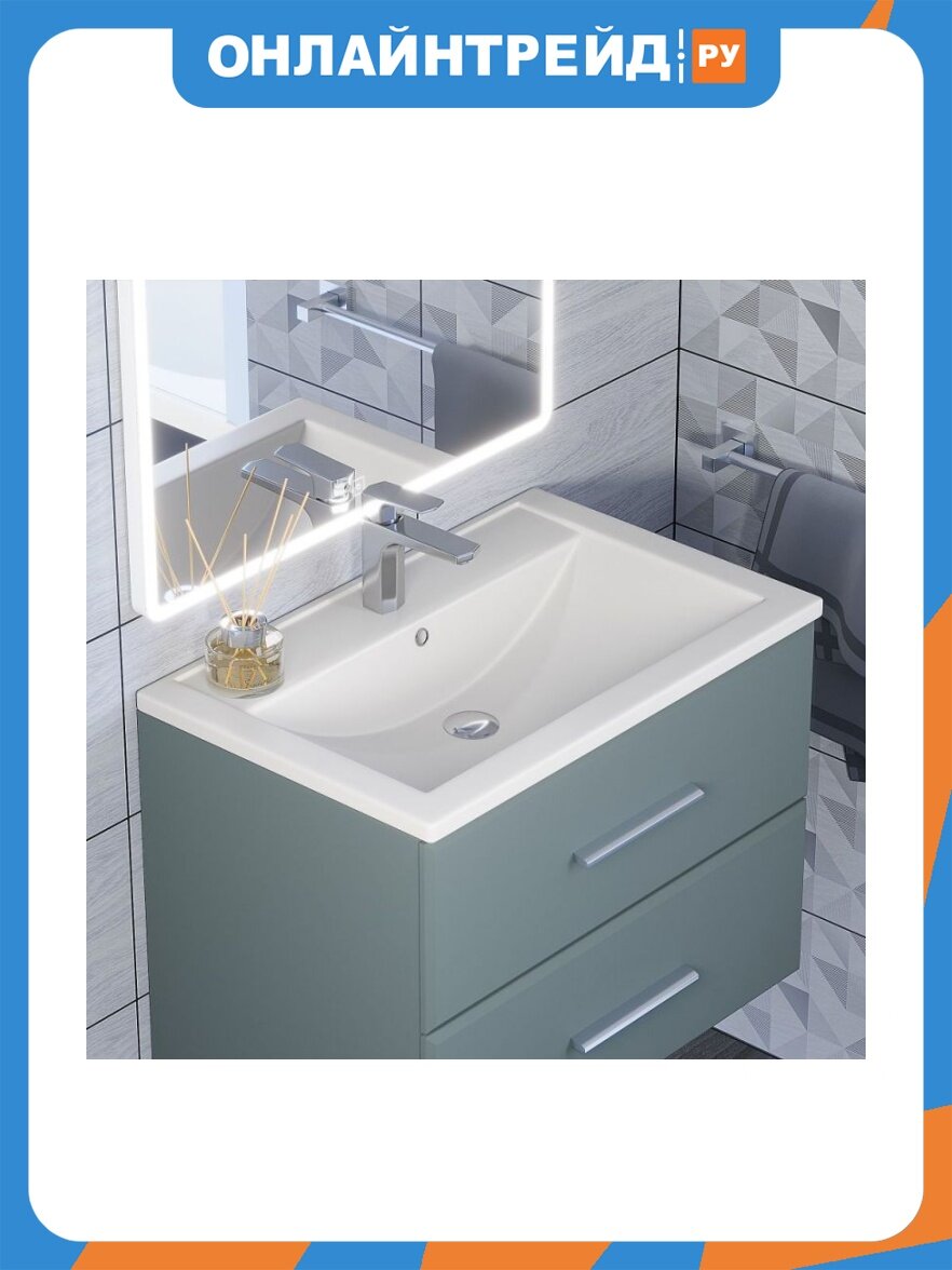 Uperwood Раковина для ванной кварцевая Foster Quartz 70х45,5х17,5 см, белая матовая, жасмин