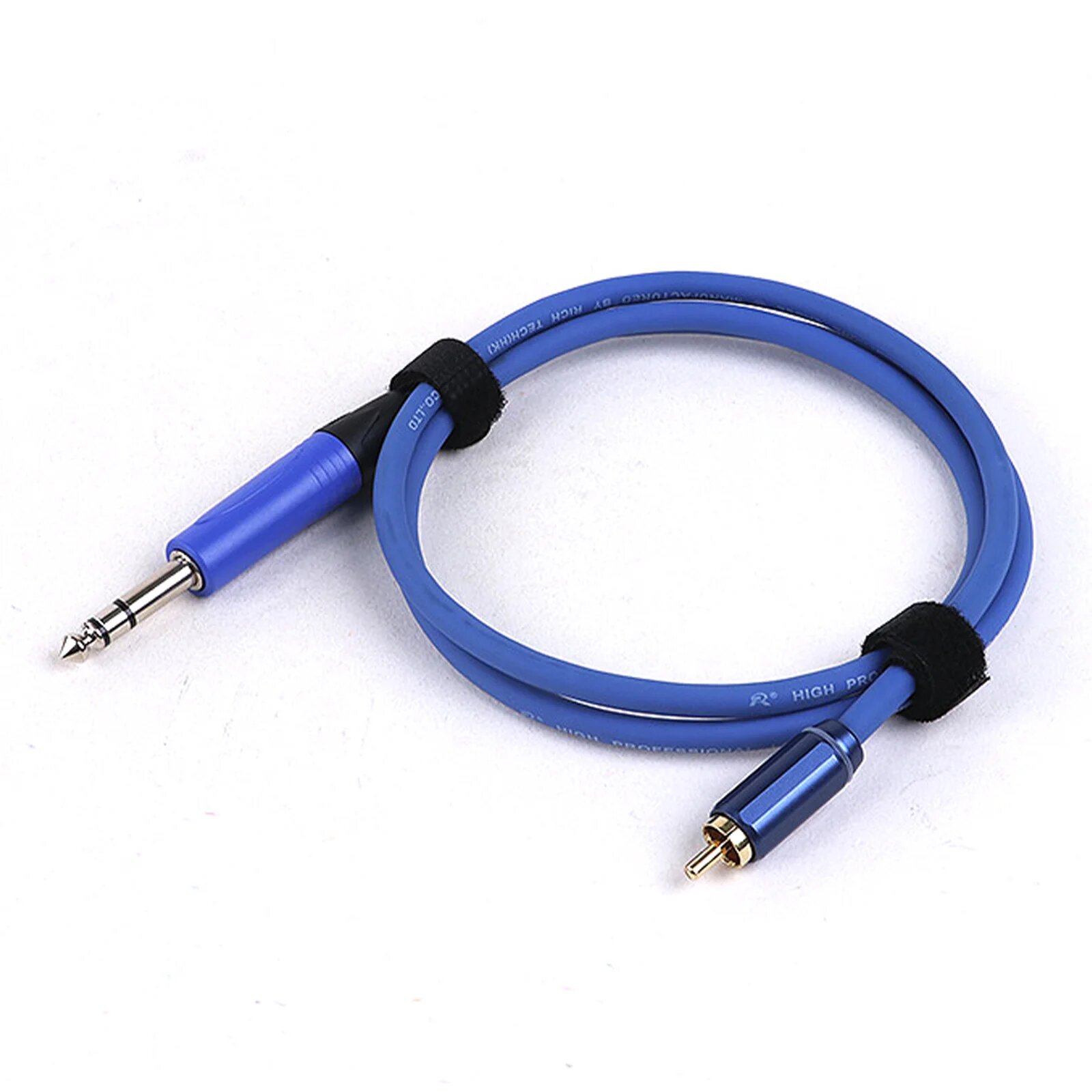Аудиокабель RCA-Jack 6.35 мм GuerGuo Blue-TRS-RCA, 15M