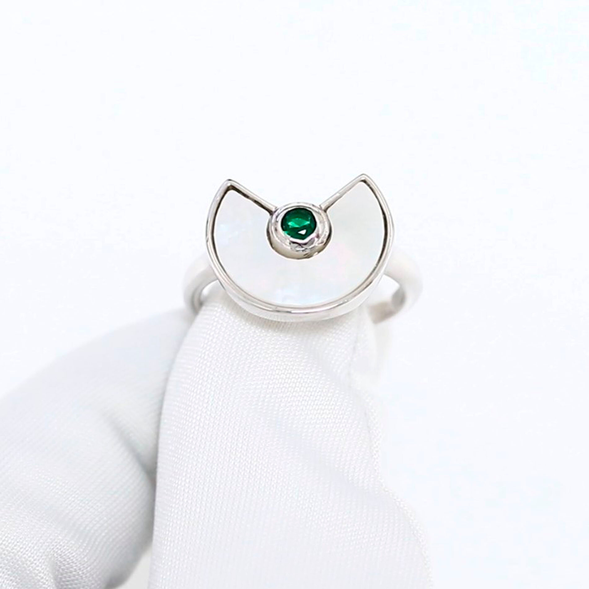 Кольцо Diamant online, серебро, 925 проба, родирование, фианит, перламутр