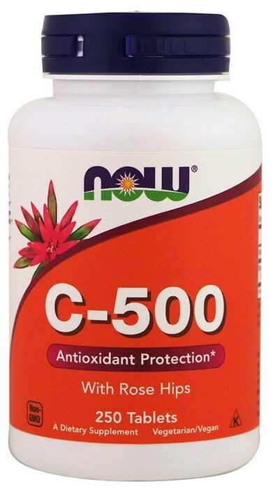 Витамины Vitamin C 500mg with Rose Hips 250 tabs Now, 250 порции(й)