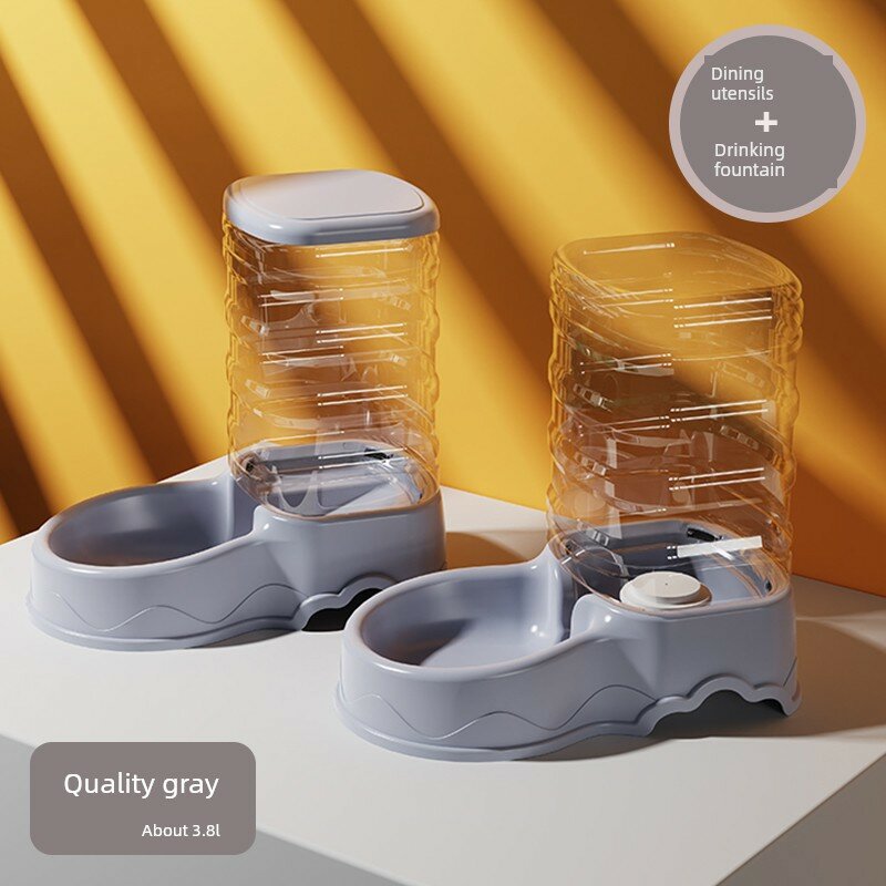Автоматический водоснабжатель и кормушка для кошек в цвете Premium Gray, нержавеющая сталь