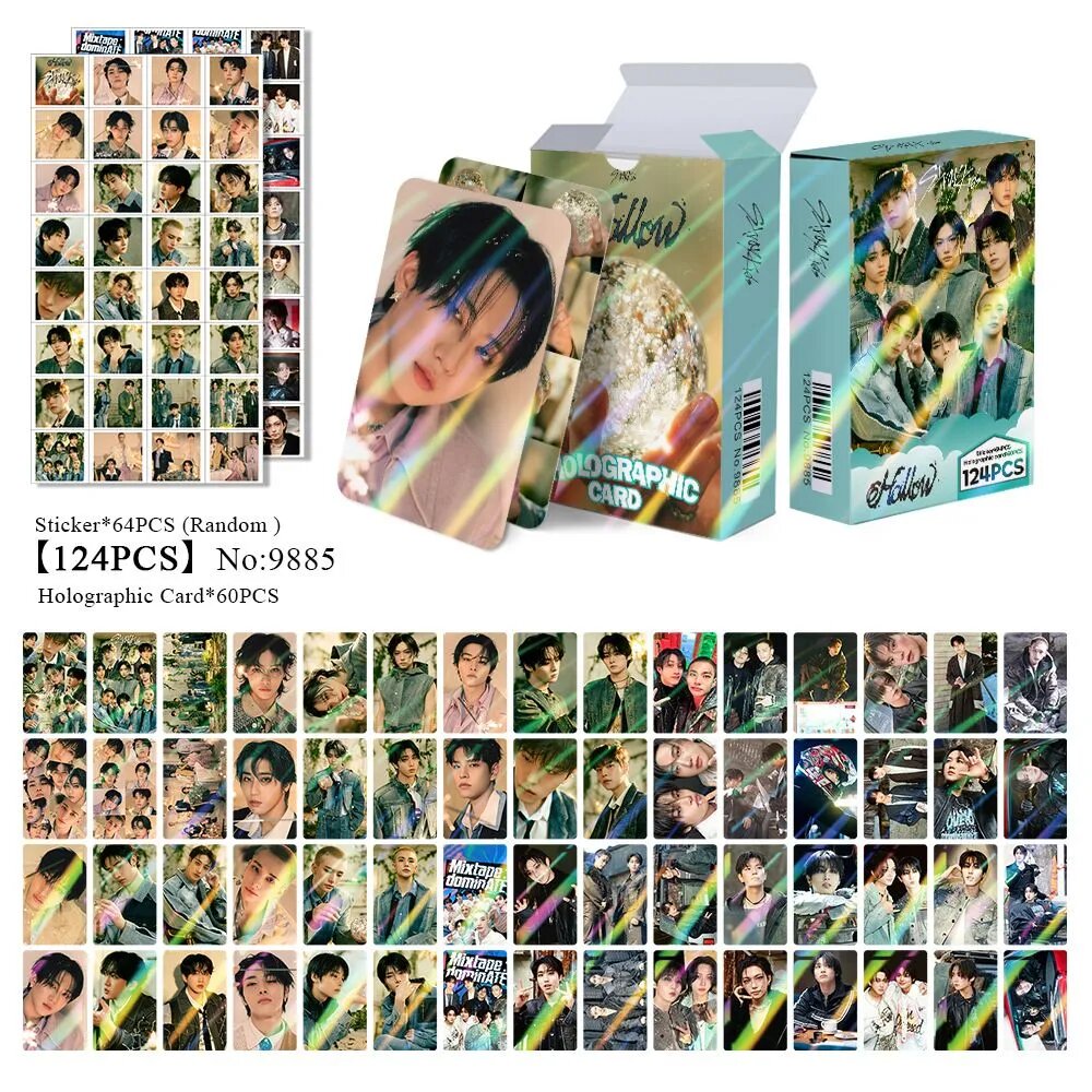 KPOP 124pcs/Box STRAY KIDS голографические фотокарточки Hollow KPOP лазерные LOMO карты