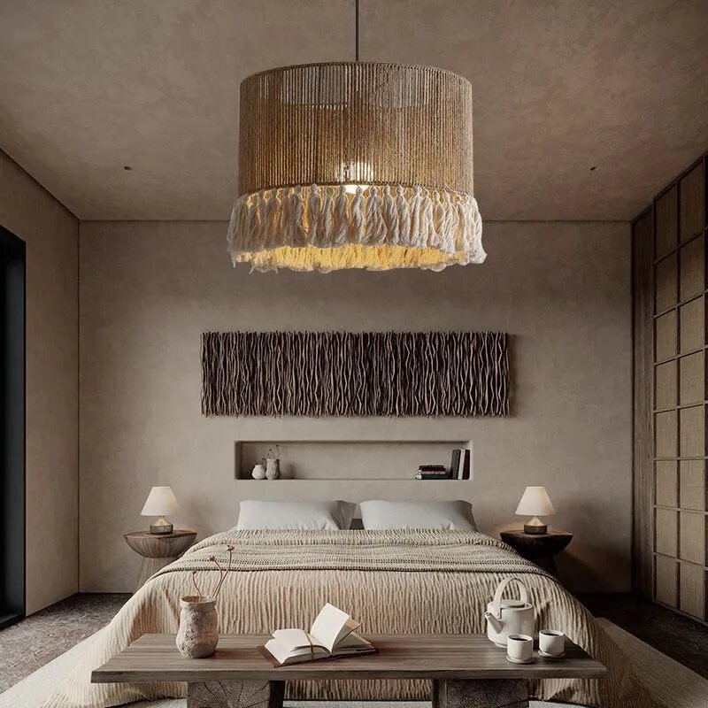 OliverLight Люстра, E27, 9 Вт, Джут/Текстиль, 12 Вт, Площадь освещения 10 кв. м, Теплый белый — фото 1