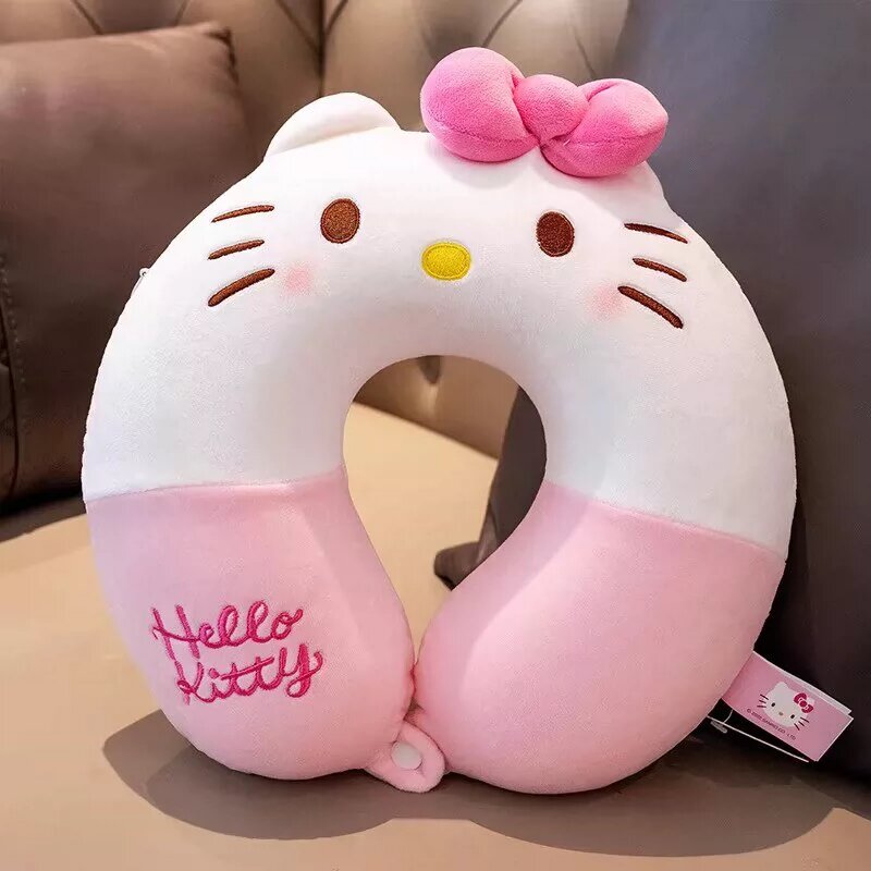 Hello Kitty Розовая Подушка U-образная с Пеной Memory Foam для Путешествий в Авто, Самолет и Офиса Эргономичная