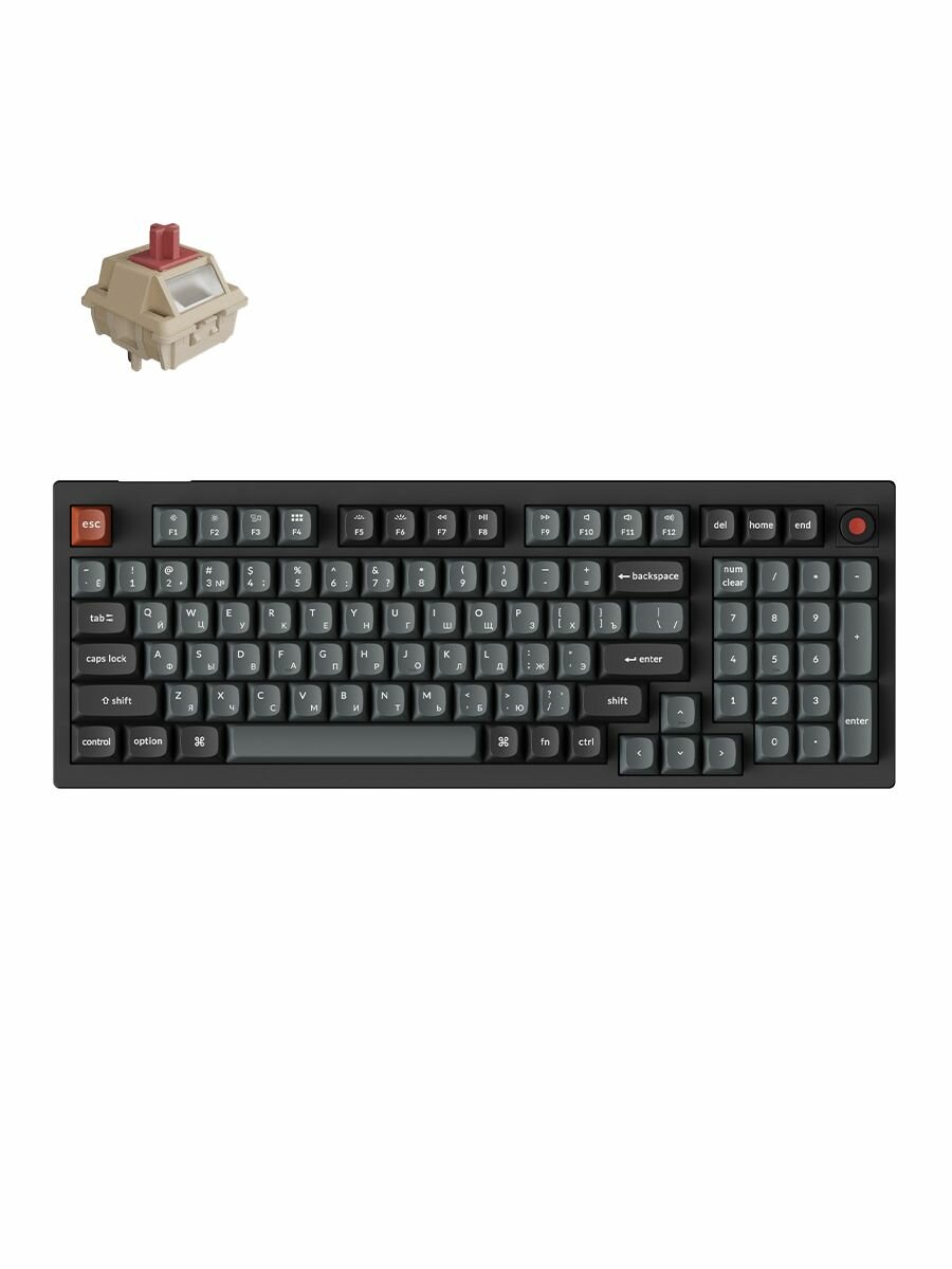 Проводная механическая клавиатура Keychron V5 8K (96%) цвет Black, русская раскладка, RGB, Hot Swap, кейкапы без подсветки, переключатели Keychron Apex Red