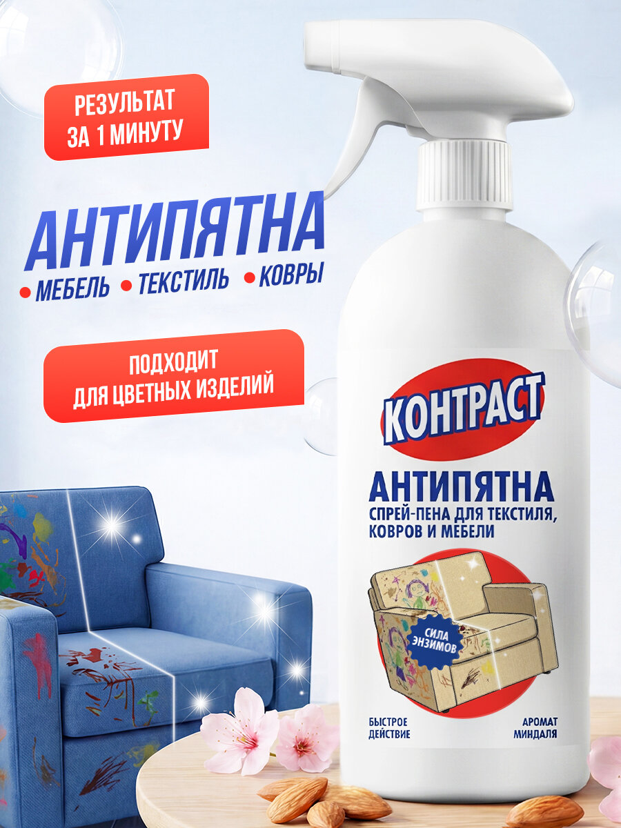 Спрей для чистки текстиля, мягкой мебели, ковров и стирки обуви