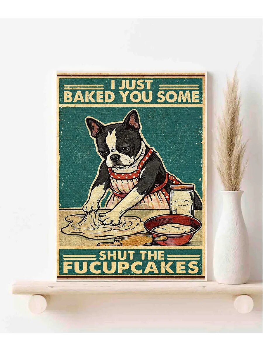Бостон-терьер, I Bake I Drink, Плакат 30x42см