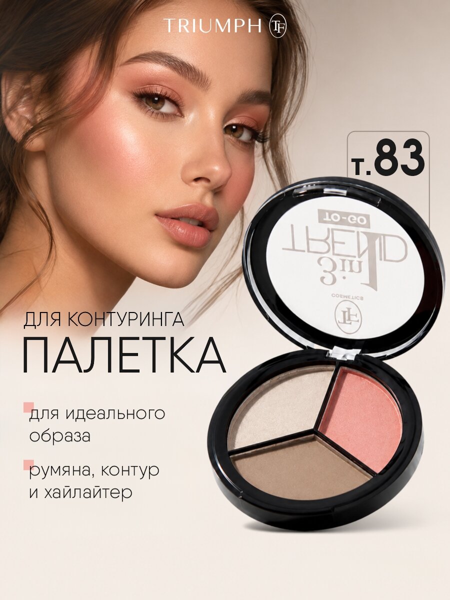 Контур для лица румяна хайлайтер скульптор TF cosmetics 3 в 1 палетка
