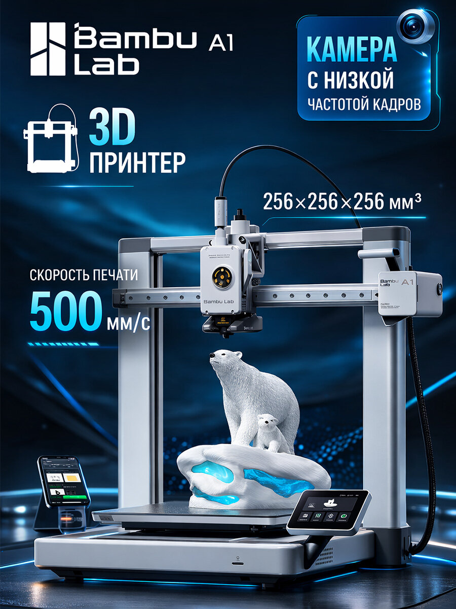3D принтер Bambu Lab A1 EU-версия, Камера с низкой частотой кадров