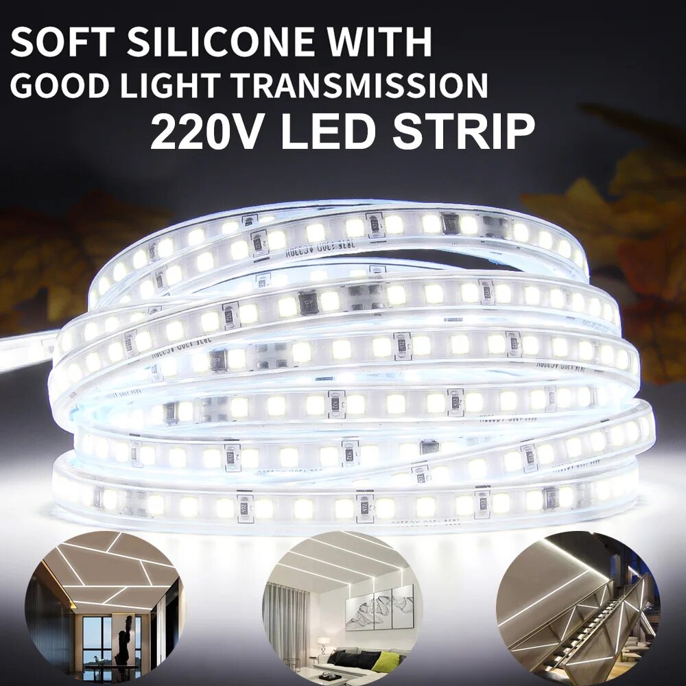 SUNSPURT светодиодная лента 20 м белая 220 В SMD2835 Warm Light 3000K, Only EU Plug No LED