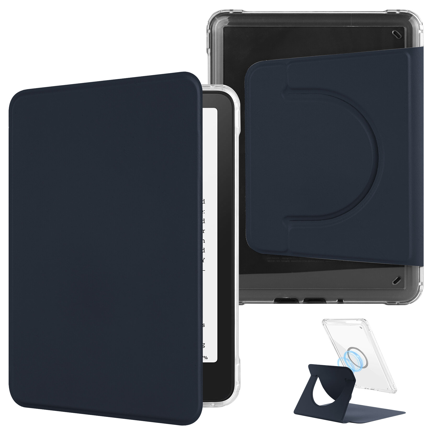 Чехол для Amazon Kindle Paperwhite 12 Gen (7", 2024), магнитный, вращающаяся подставка, темно-синий