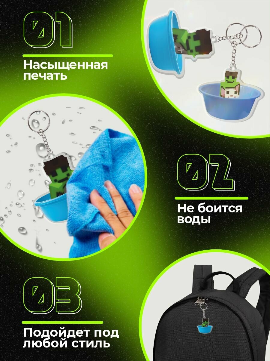 Брелок ChilArt, розовый, коричневый, голубой, зеленый — фото 1