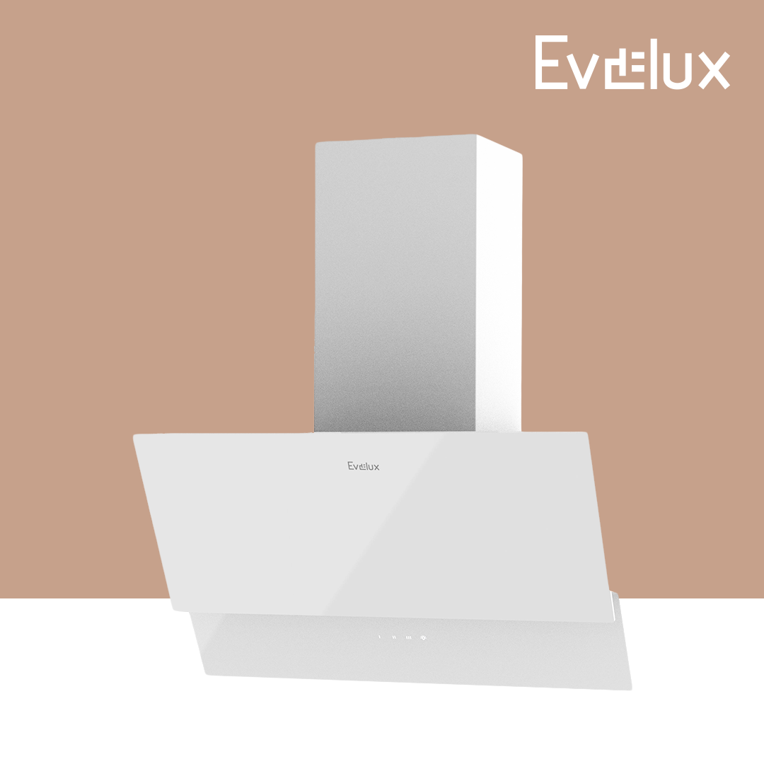 Наклонная вытяжка Evelux Billy 60 WG ширина 60 см, производительность 950 м3/ч, 3 скорости, белая
