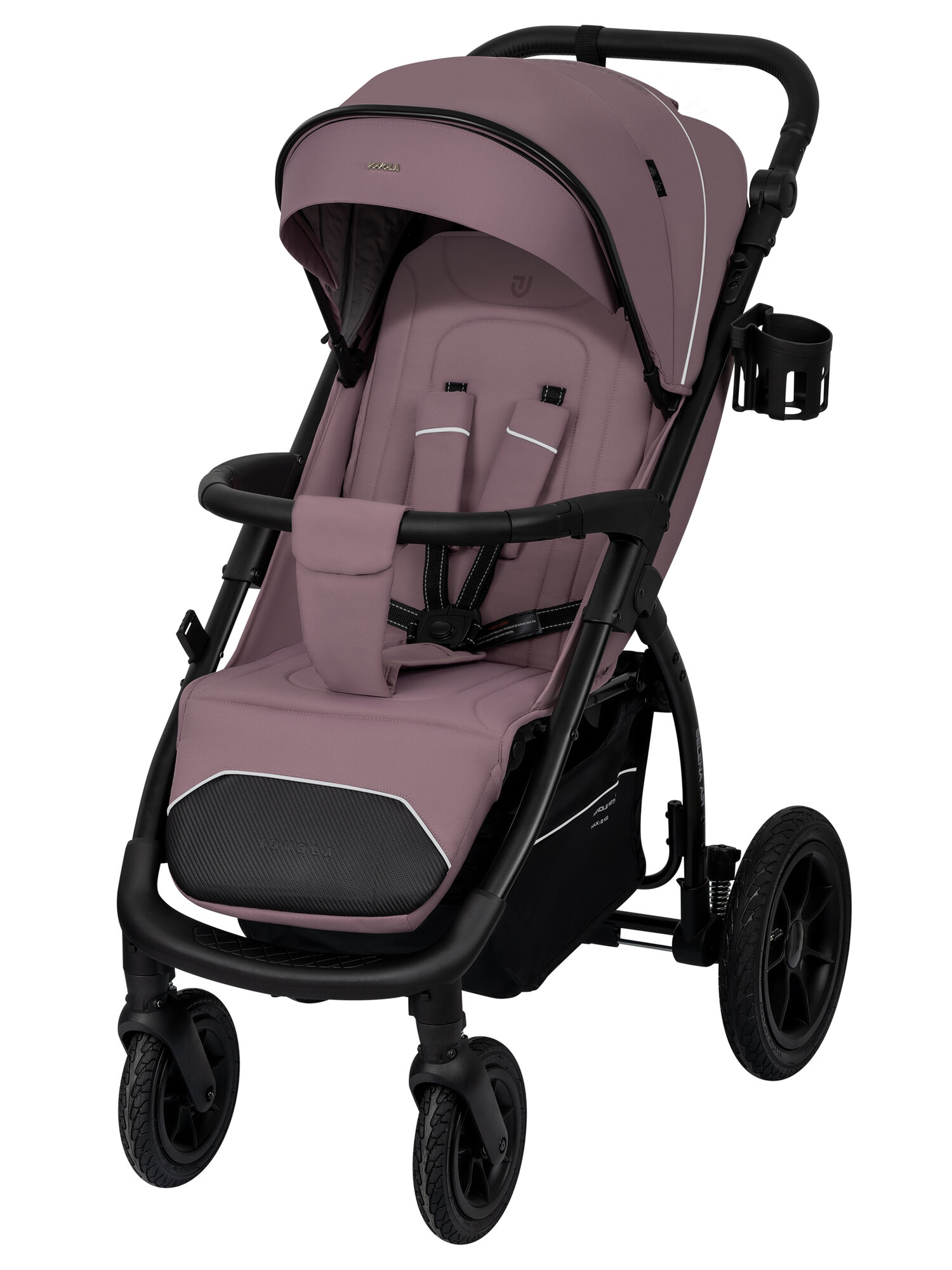 Коляска прогулочная детская Jovola Selena Air Plus, всесезонная, большие надувные колеса, амортизация, розовый