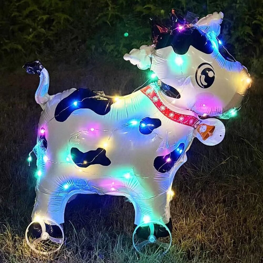 Светящийся шар-корова на колесиках, белый, Bell Cow