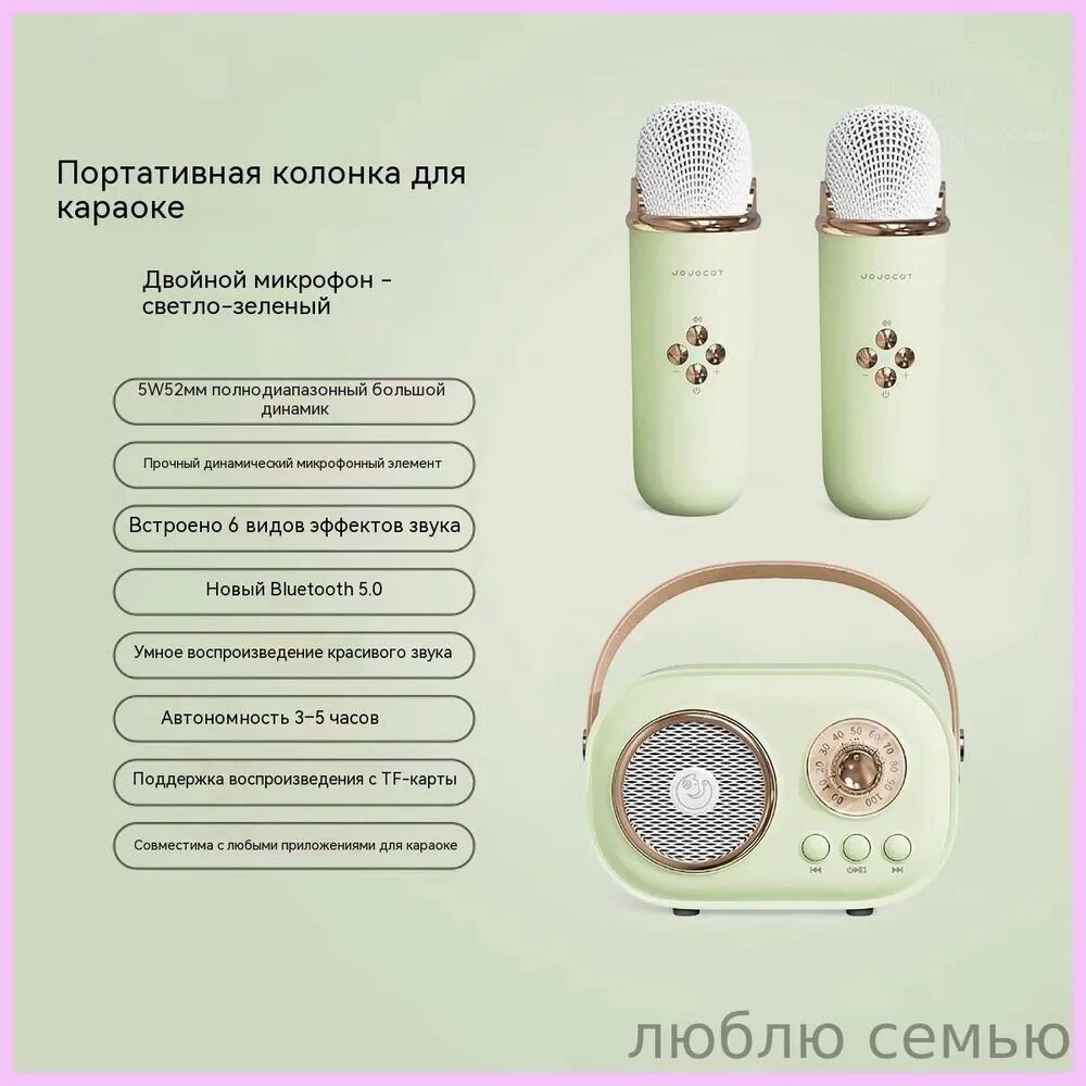 Караоке система с поддержкой Bluetooth, колонка с двумя беспроводными микрофонами1