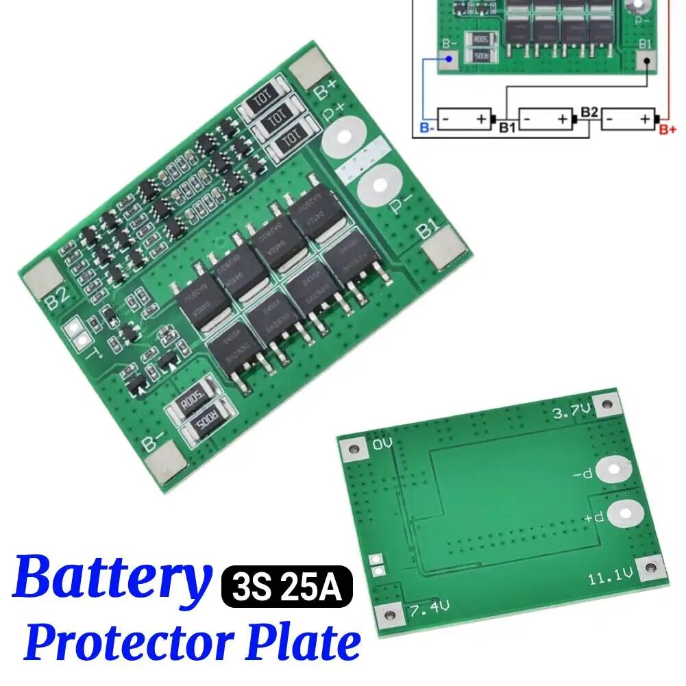 Плата защиты и зарядки Shunmaii 3S 25A Li-ion 18650 с балансировкой BMS PCM