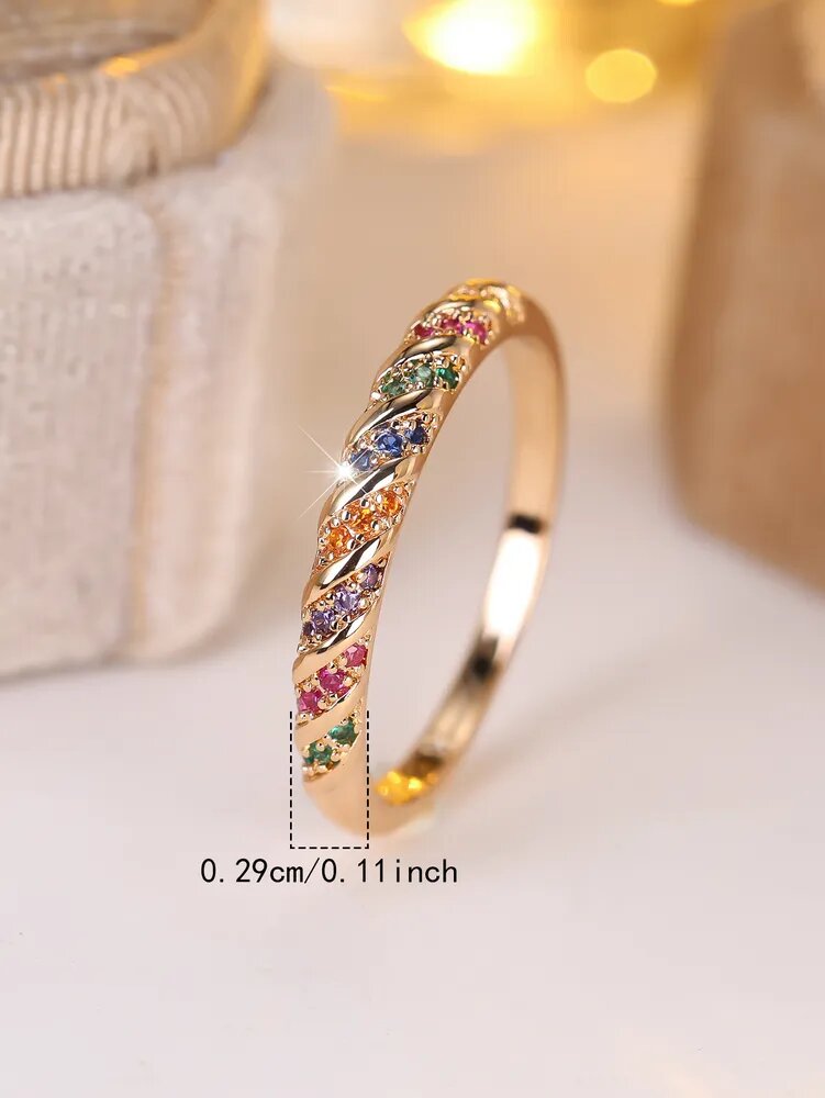 Кольцо, фианит, gold — фото 1