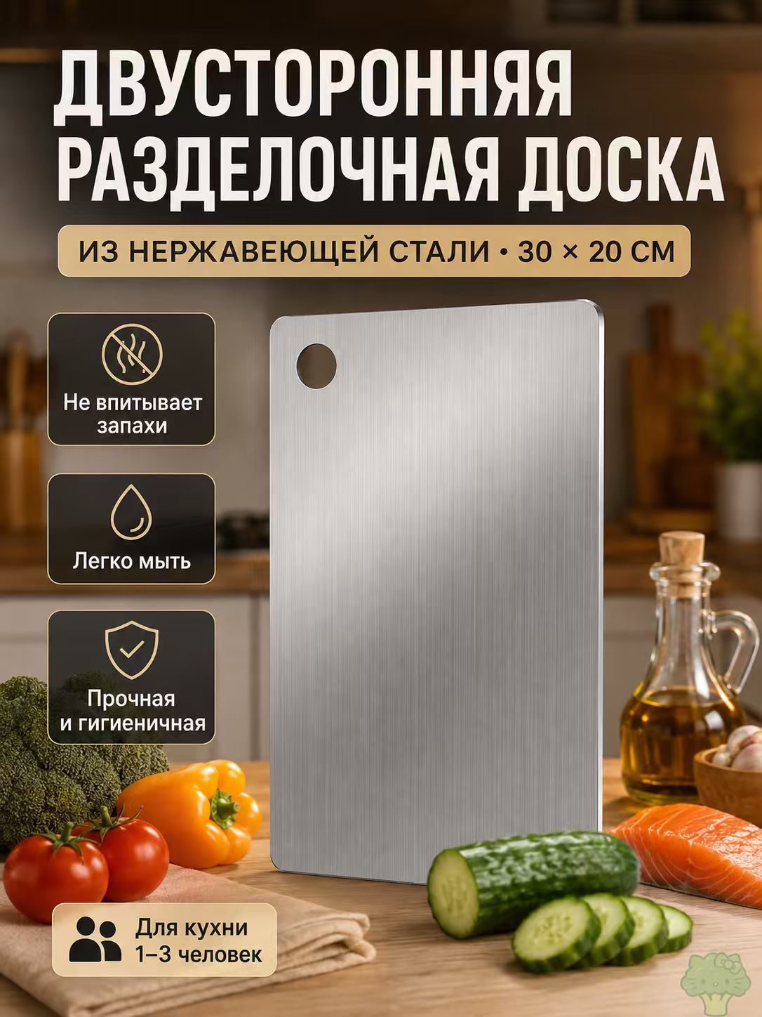 Разделочная доска "SUS304", 30 см х 20 см, 1 шт
