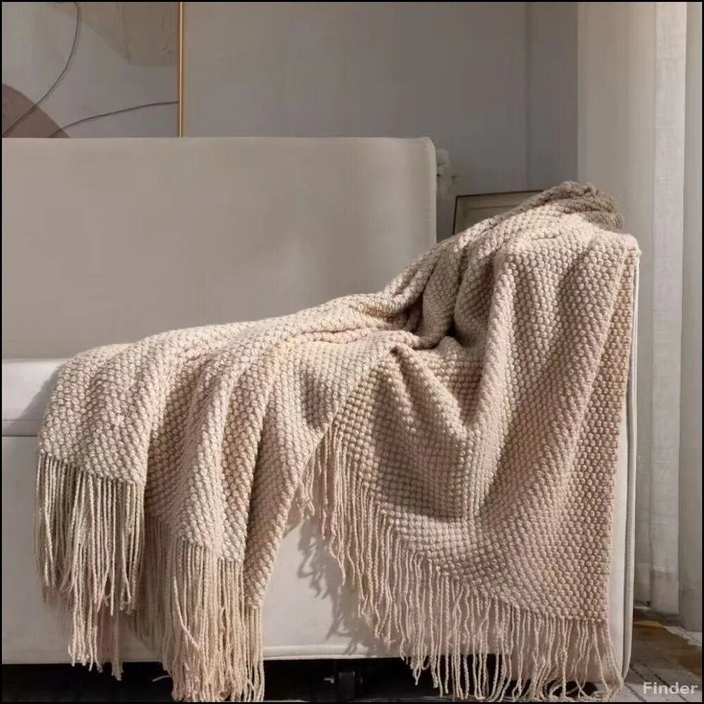 Плед 130x160 см акрил вязаный однотонный хаки