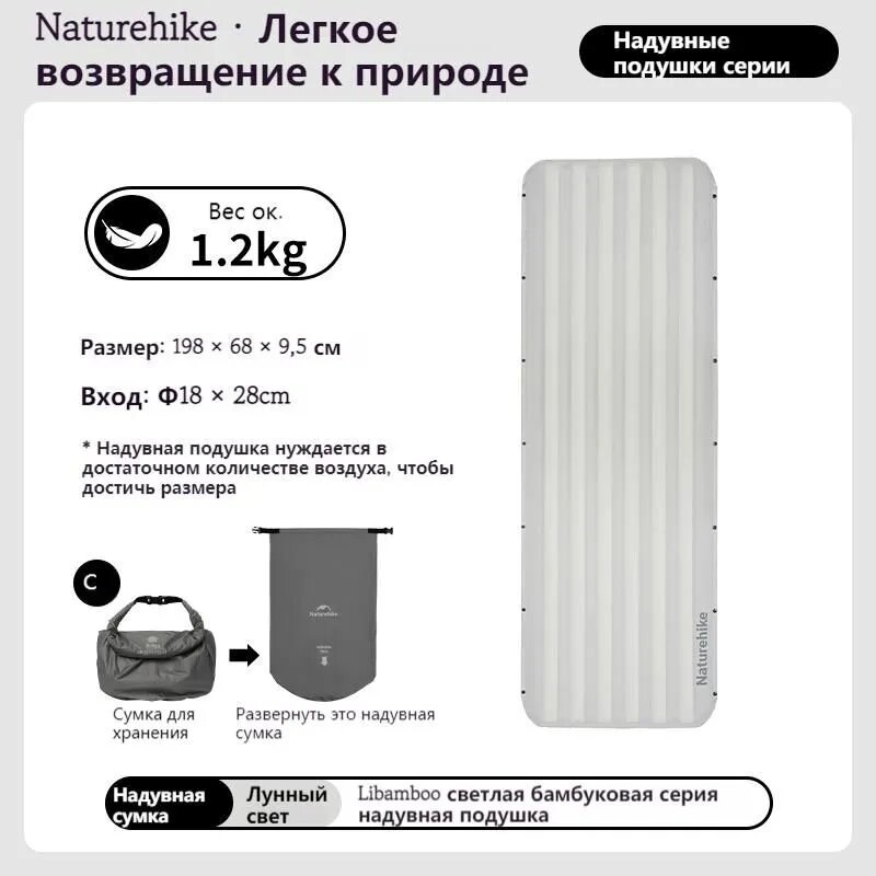 Naturehike Матрас надувной 198х68 см