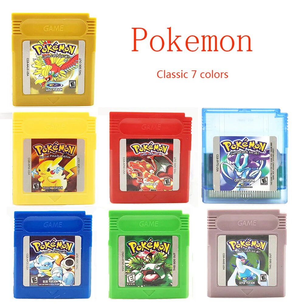 Игровой картридж Pokemon, 7 цветов, Gameboy Color
