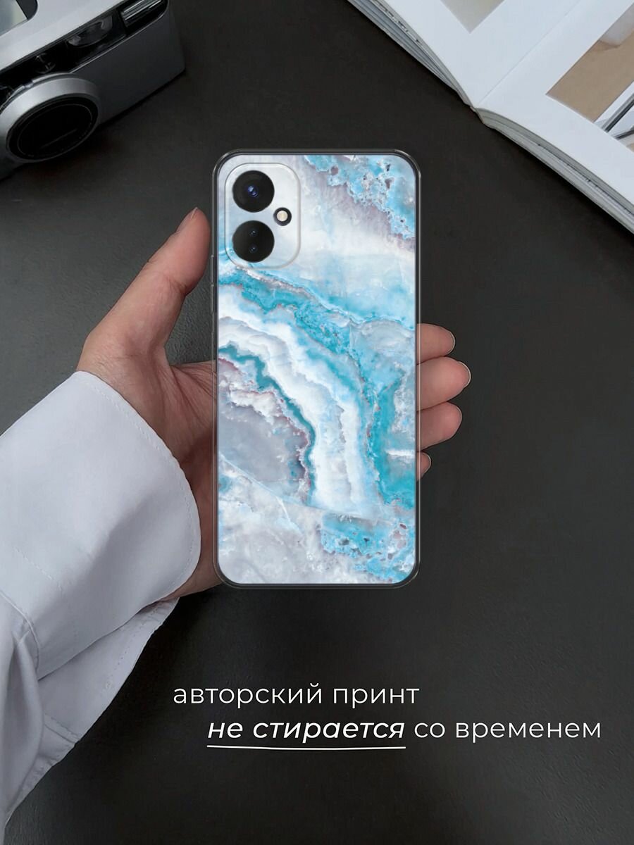 Чехол на Tecno Spark 9 Pro / Техно Спарк 9 Про с принтом "Нежно-голубой мрамор" — фото 1