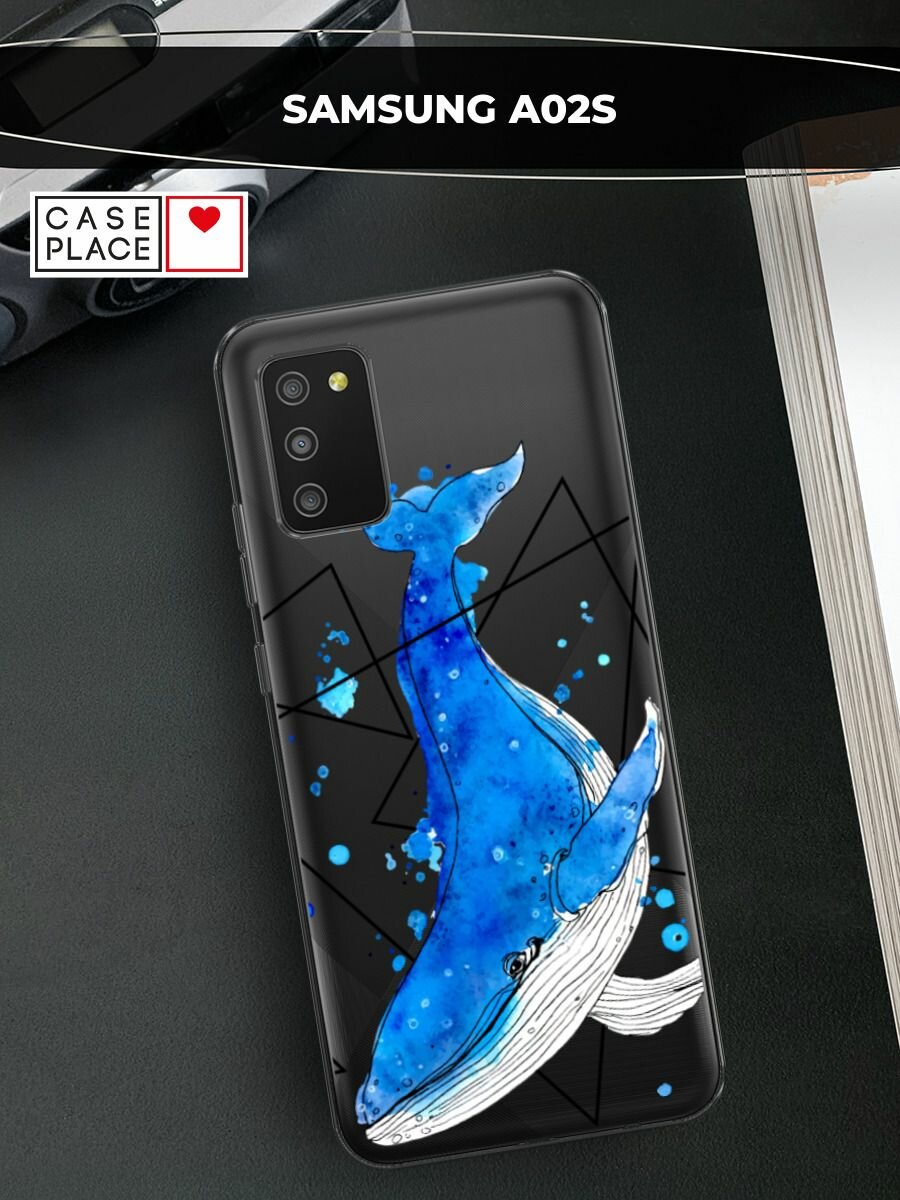 Чехол на Samsung Galaxy A02s / Самсунг Галакси A02s с принтом "Кит графика", прозрачный