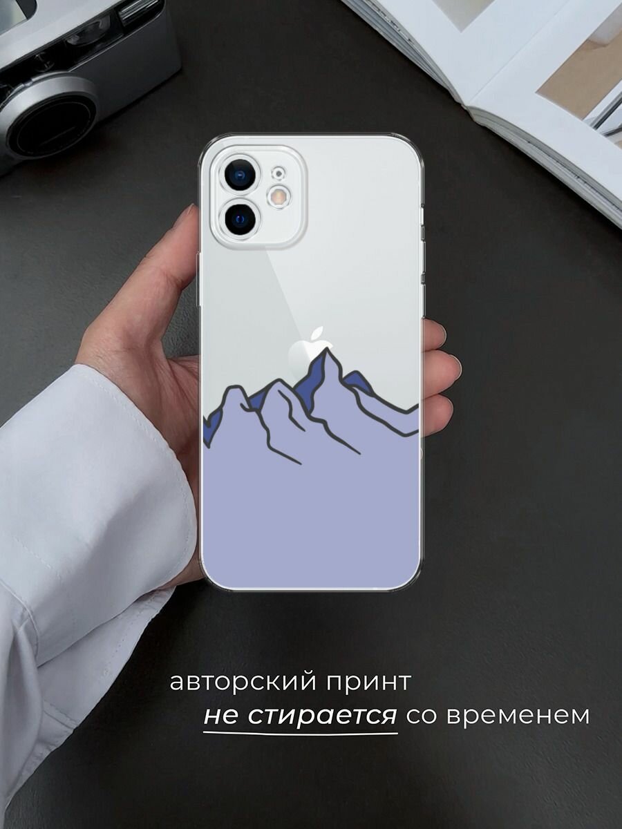 Чехол на Apple iPhone 12 mini / Айфон 12 Мини с принтом "Гора", прозрачный — фото 1