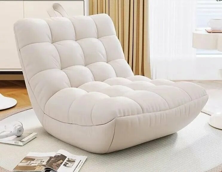 Бескаркасный пуф Диван, Мех искусственный, Размер S, белый