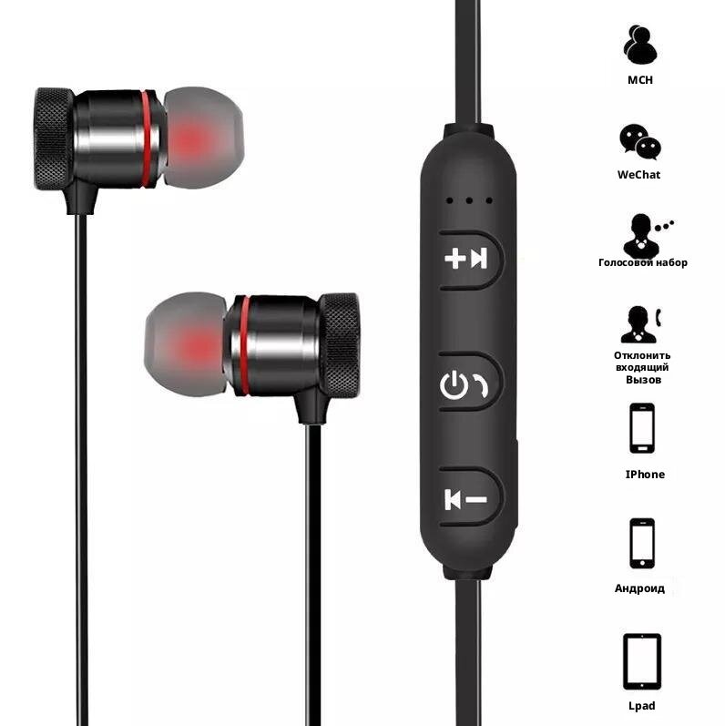 Bluetooth-гарнитура, блютуз гарнитура, вкладыши, защита от влаги, черный — фото 1