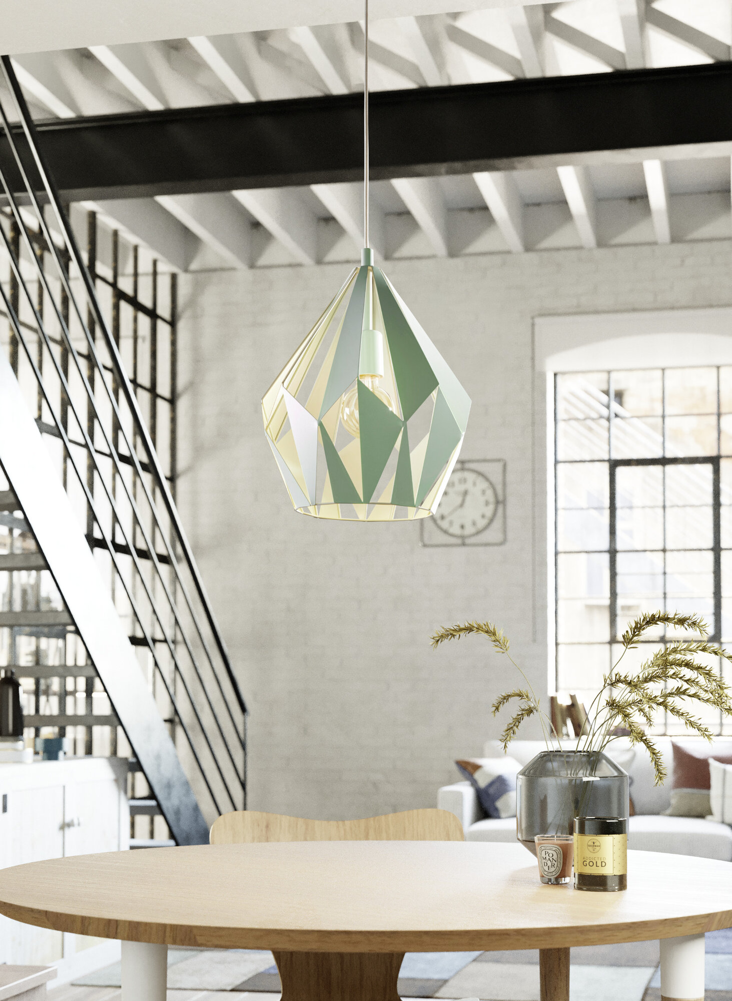 Светильник подвесной EGLO Carlton 49026 , сталь, цвет ментол, цоколь E27