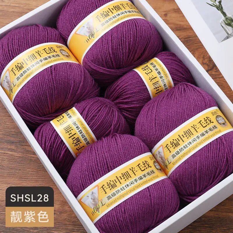 Средняя тонкая шерстяная пряжа 500 г Фиолетовый, 28 Pretty Purple