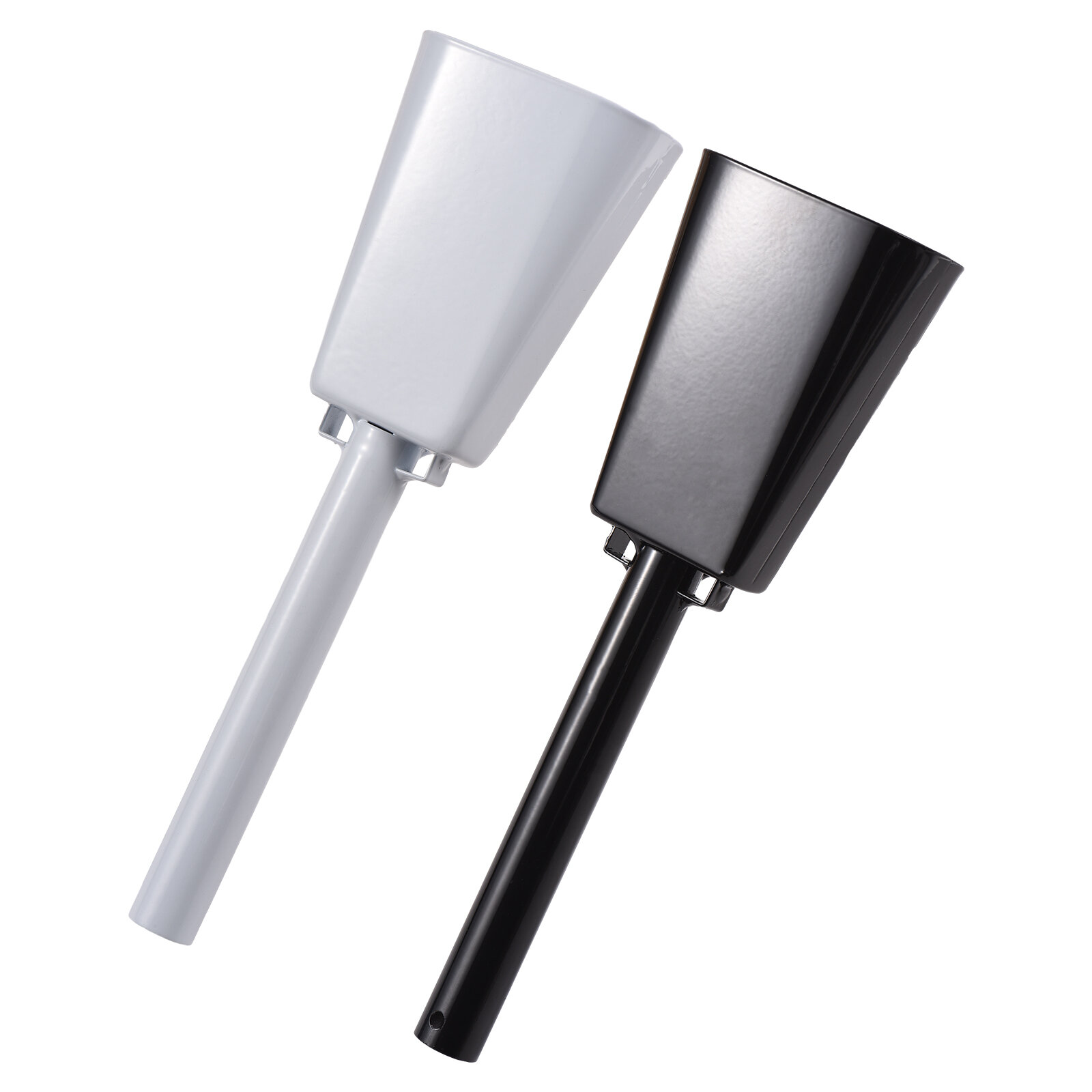 2 Pack Коловорот с ручкой для создания шума для спортивных футбольных матчей ранчо спортивных мероприятий вечеринок концертов 10 дюймов Коловорот ударный музыкальный инструмент железные украшения школьные ручные колокола Черный + Белый Красный + Синий