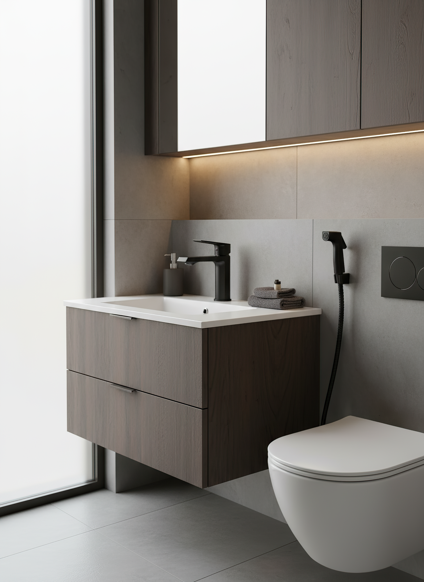 Смеситель для раковины с гигиеническим душем черный/ гарантия 7 лет / коллекция Surf Black