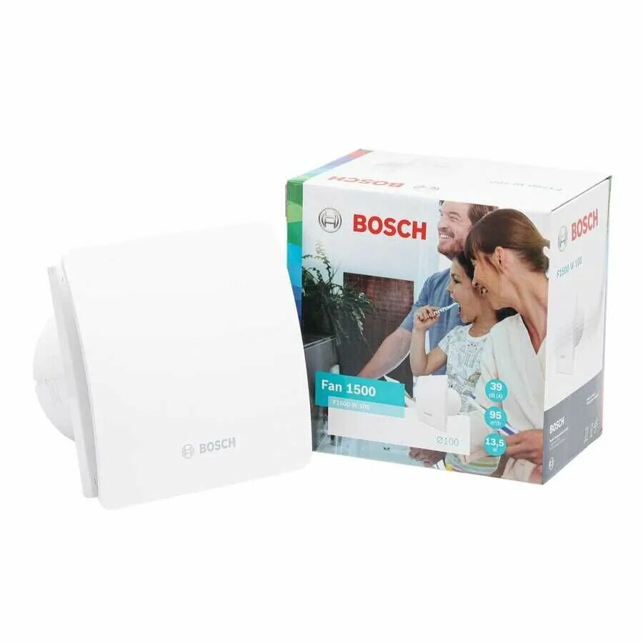 Bosch F1500 W100, Тихий вытяжной вентилятор для ванной комнаты, белый,95м3ч
