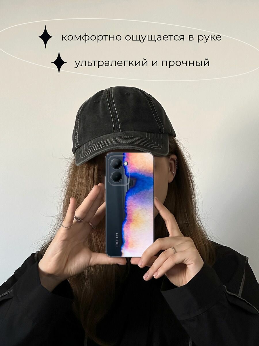 Чехол на Realme C33 / Реалми С33 с принтом Синяя акварель, прозрачный — фото 1