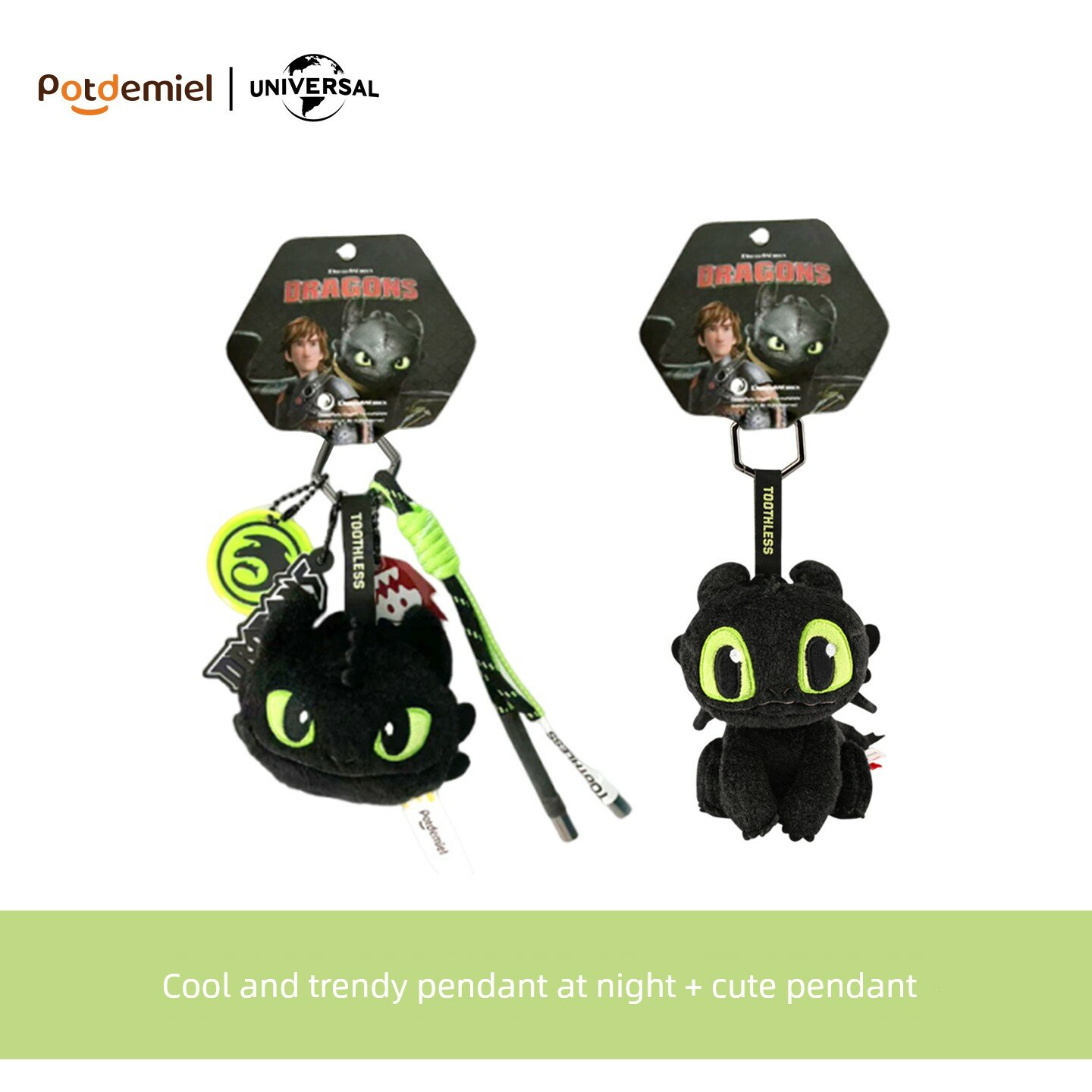 Официальный плюшевый брелок «Как приручить дракона»: Беззубик и Ночной Фури — кукла-подвеска для рюкзака, подарок для