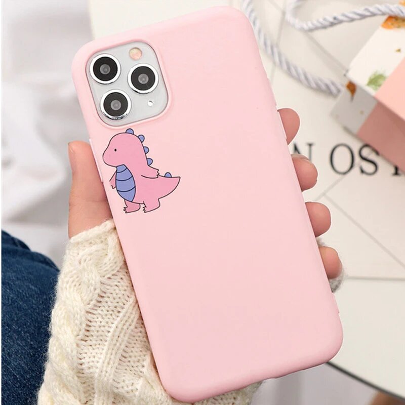 Розовый чехол для iPhone 11 с динозавром, Style 4