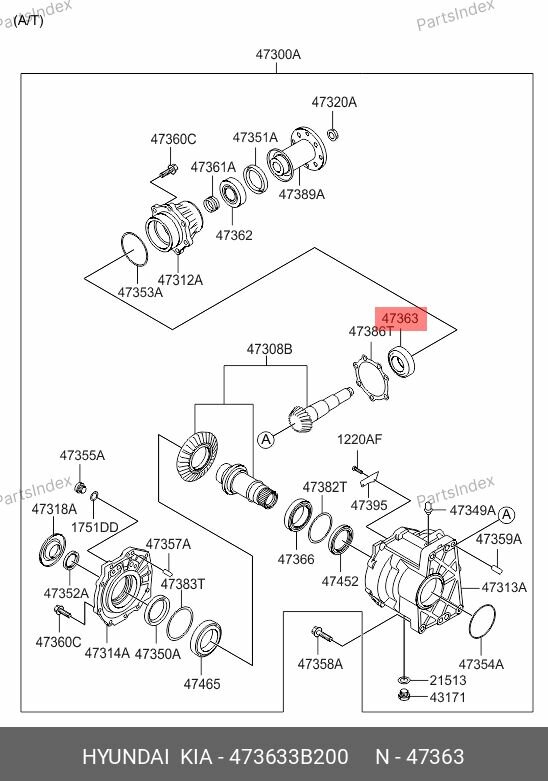 Подшипник раздаточной коробки, HYUNDAI/KIA/MOBIS 473633B200