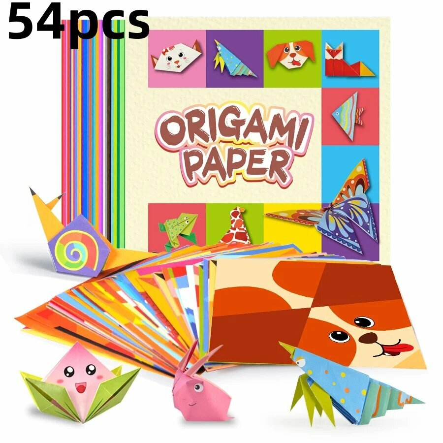 54 шт. креативный набор оригами с мультяшными животными, оригами, сделай сам, детские игрушки для рукоделия, ручная работа, Papper Art, детские подарки, развивающая игрушка
