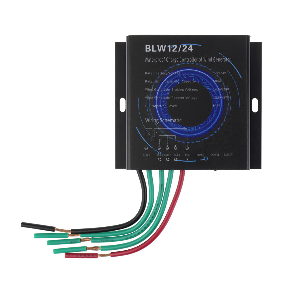Контроллер ветрогенератора из алюминиевого сплава с модульным дизайном IP67, 6 вариантов: BLW12/24-500 (12/24V, ≤500W), BLW12/24-800 (12/24V, ≤800W), BLW24-10 (24V, ≤1000W), BLW48-10 (48V, ≤1000W), BLW48-400 (48V, ≤400W)