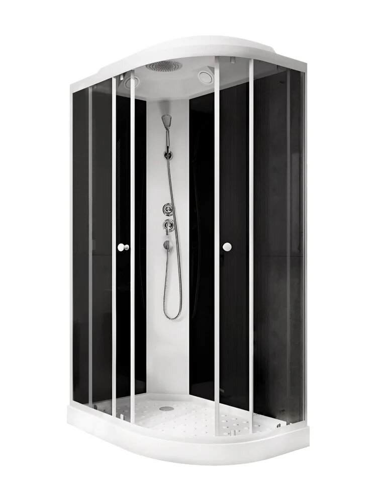 Душевая кабина Parly Classic Эконом EC1231L низкий поддон, стеклянная, 120x80, закрытая (с крышей), без гидромассажа, с белым профилем, с функцией тропический душ