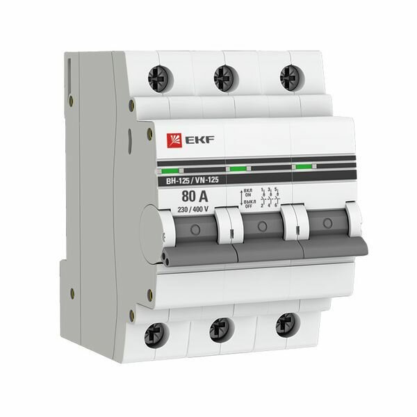 Выключатель нагрузки 3п 80А ВН-125 PROxima, EKF SL125-3-80-PRO (1 шт.)