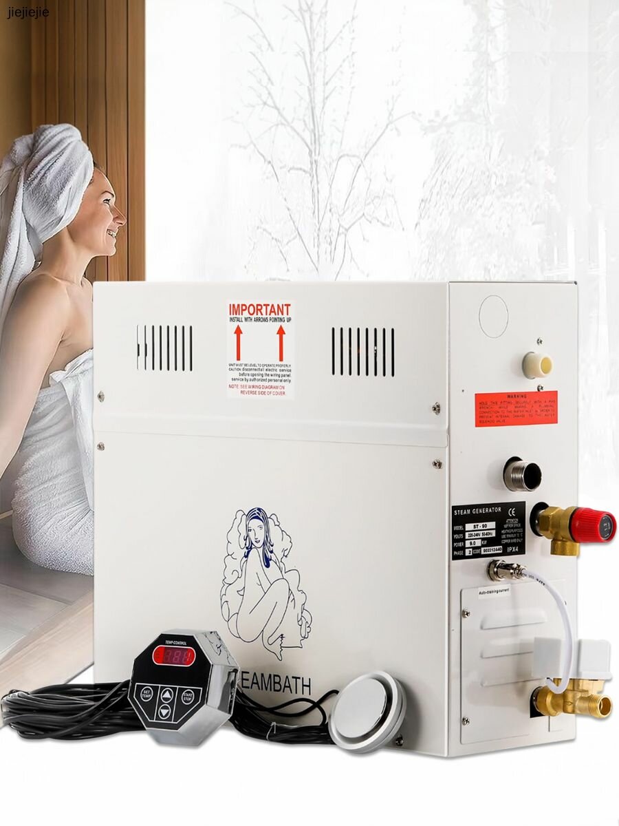 Парогенератор для бани, сауны, хамама, 9 кВт, 220 В/380 В, Система самоотвода, Паровая головка для ароматерапии